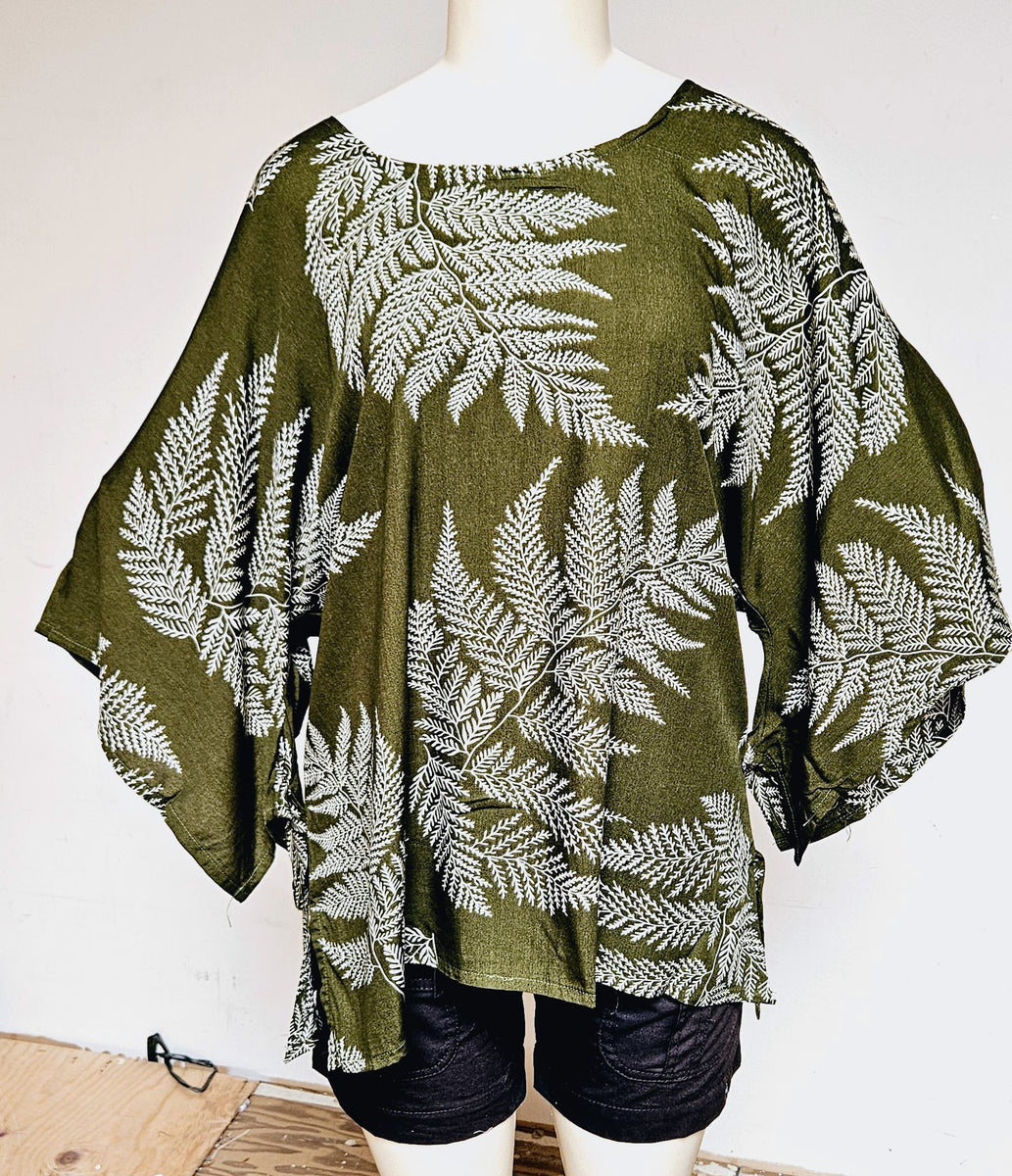 Kimono Sleeved Top - Palapalai -- Black -- Olive -- Black/Mocha – Makai ...