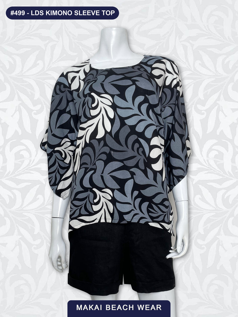 Ladies Kimono Sleeve Top - Nui Loa - Black/Gray, Rust/Pink – Makai ...